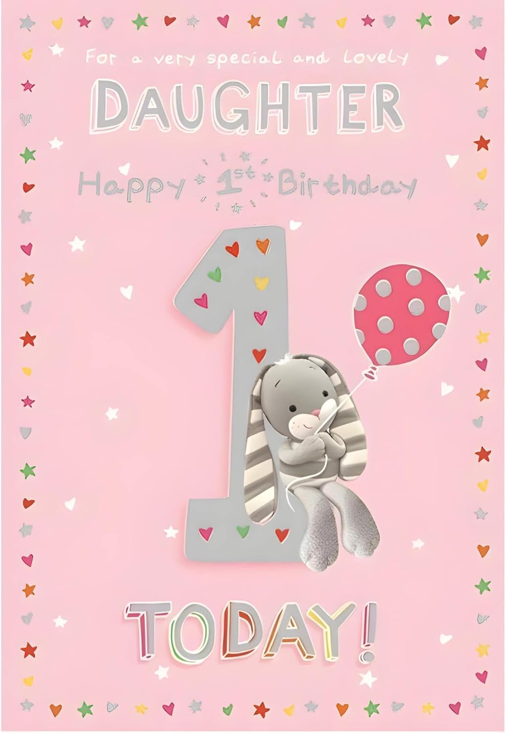 Daughter 1st Birthday Card for Girls - Heart Filled Number One with an ...