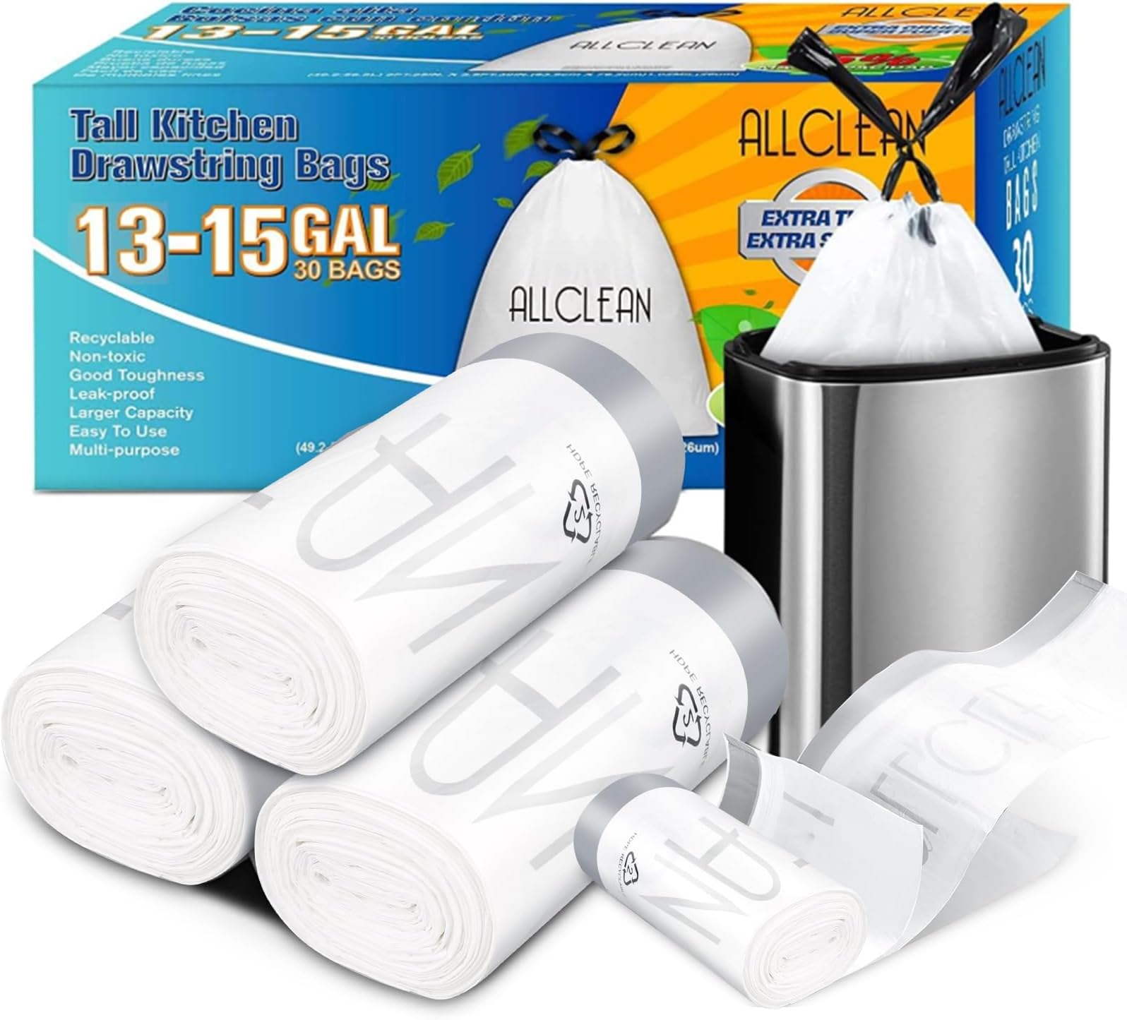 Amazon.com: 15 Gallon Light Duty Wastebasket Trash Bags (100, 15 Gallon ...