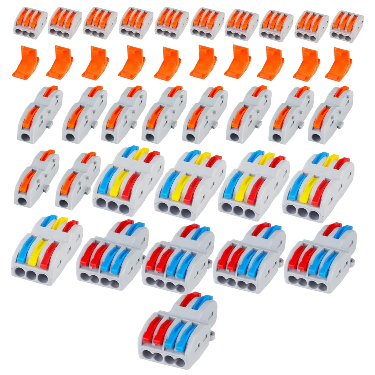 Houdao 40pcs Compact Wire Connectors Electrical Connector Block with 2 ...