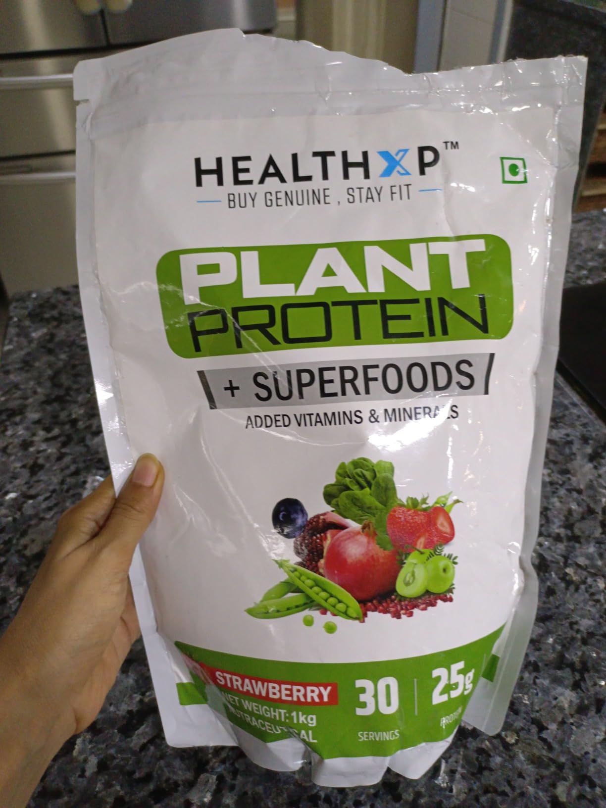 HealthXP Plant Protein, 25g Protein, No Added Sugar, Vegan and Enriched ...