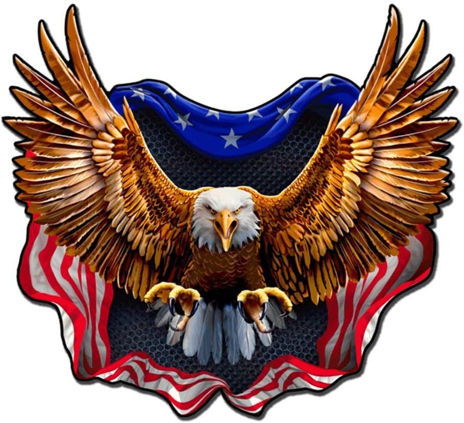 Amazon.com: Built USA Bad Ass Eagle American Flag Decal | Permanent ...