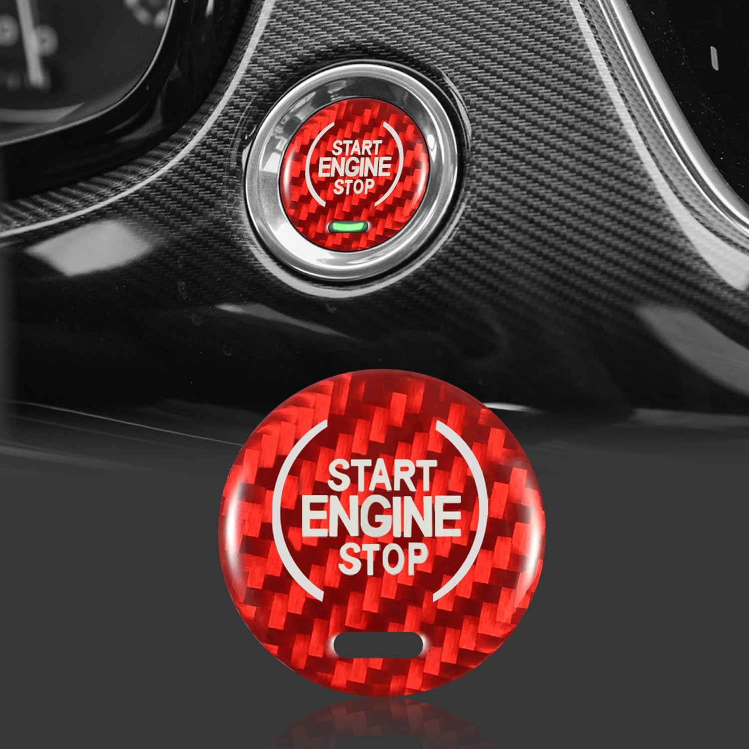 Amazon.com: TOMALL Carbon Fiber Car Engine Start Stop Cover Sticker ...