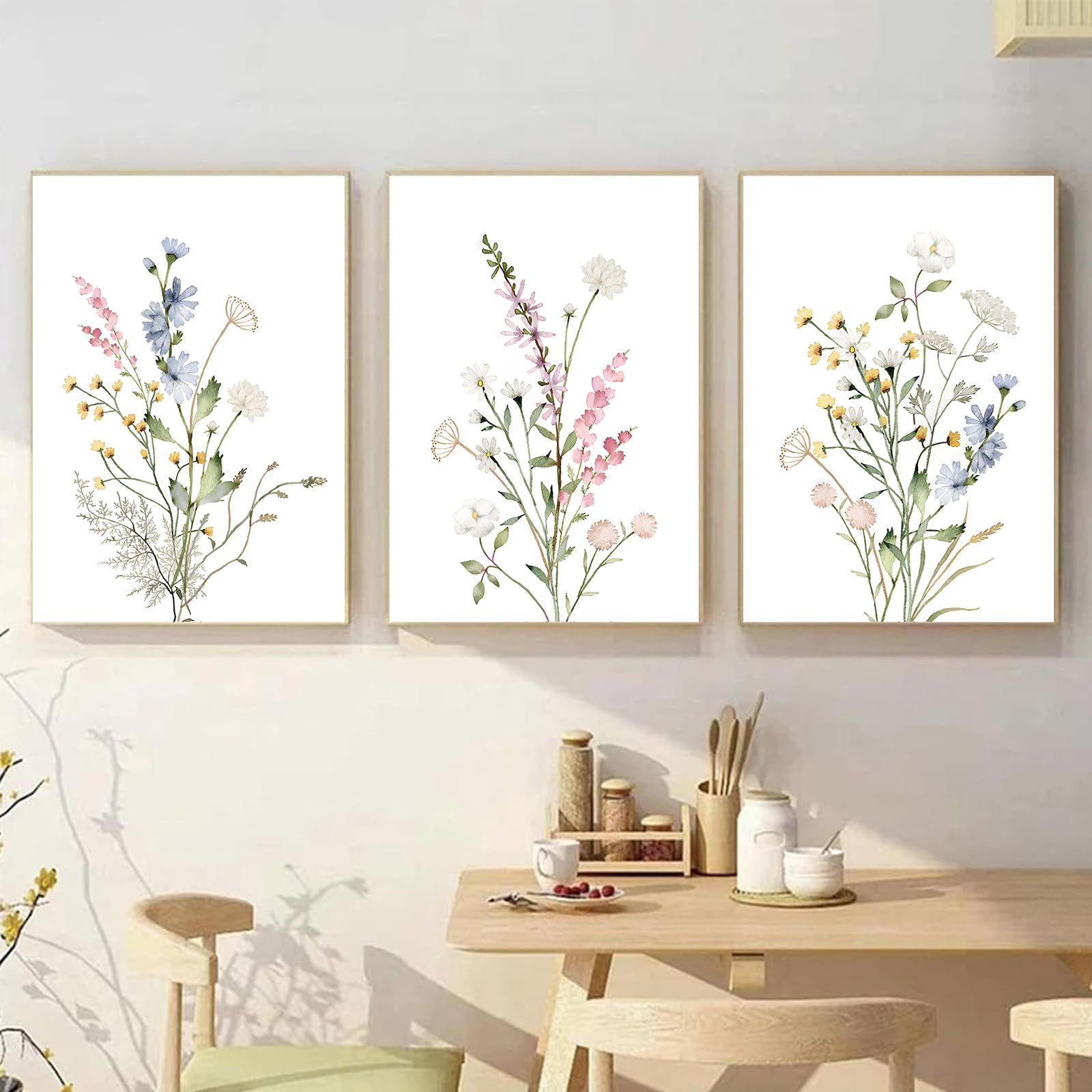 Amazon.com: Watercolor Botanical Wall Art Wildflower Painting Nursery ...