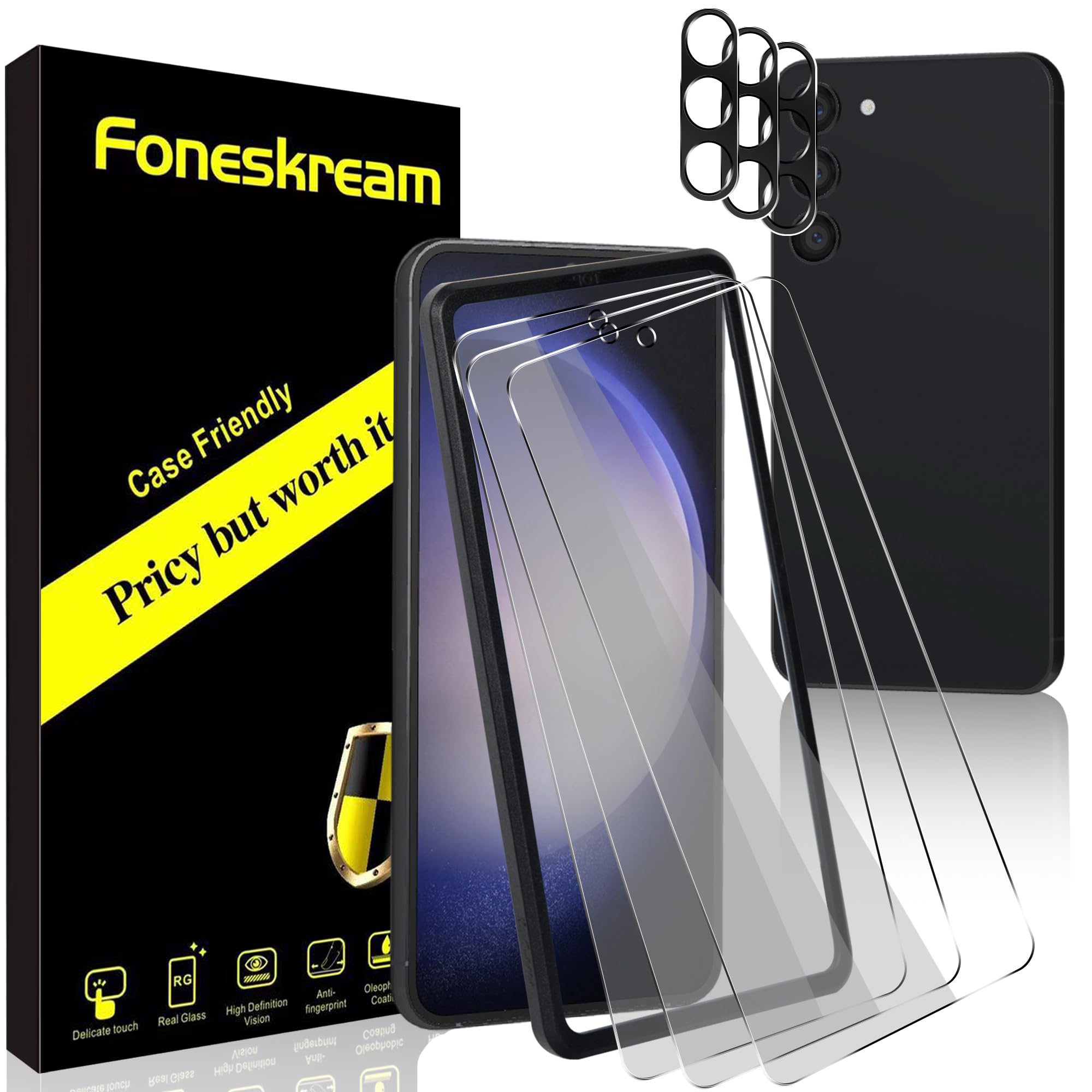 [3+3 Pack] Foneskream Compatible for Samsung Galaxy S23 FE Screen ...