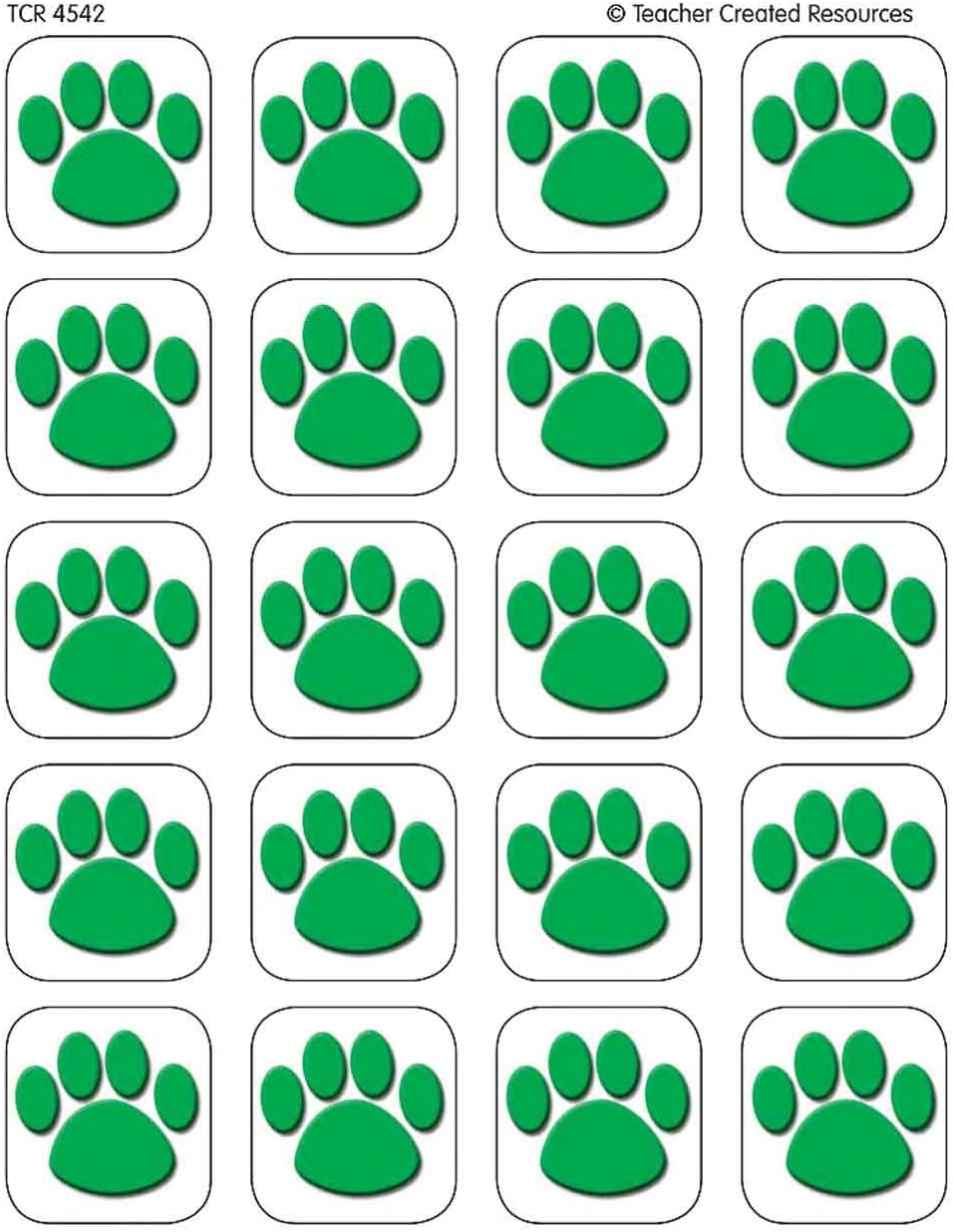 Amazon.com : Teacher Created Resources Green Paw Print Stickers (4542 ...
