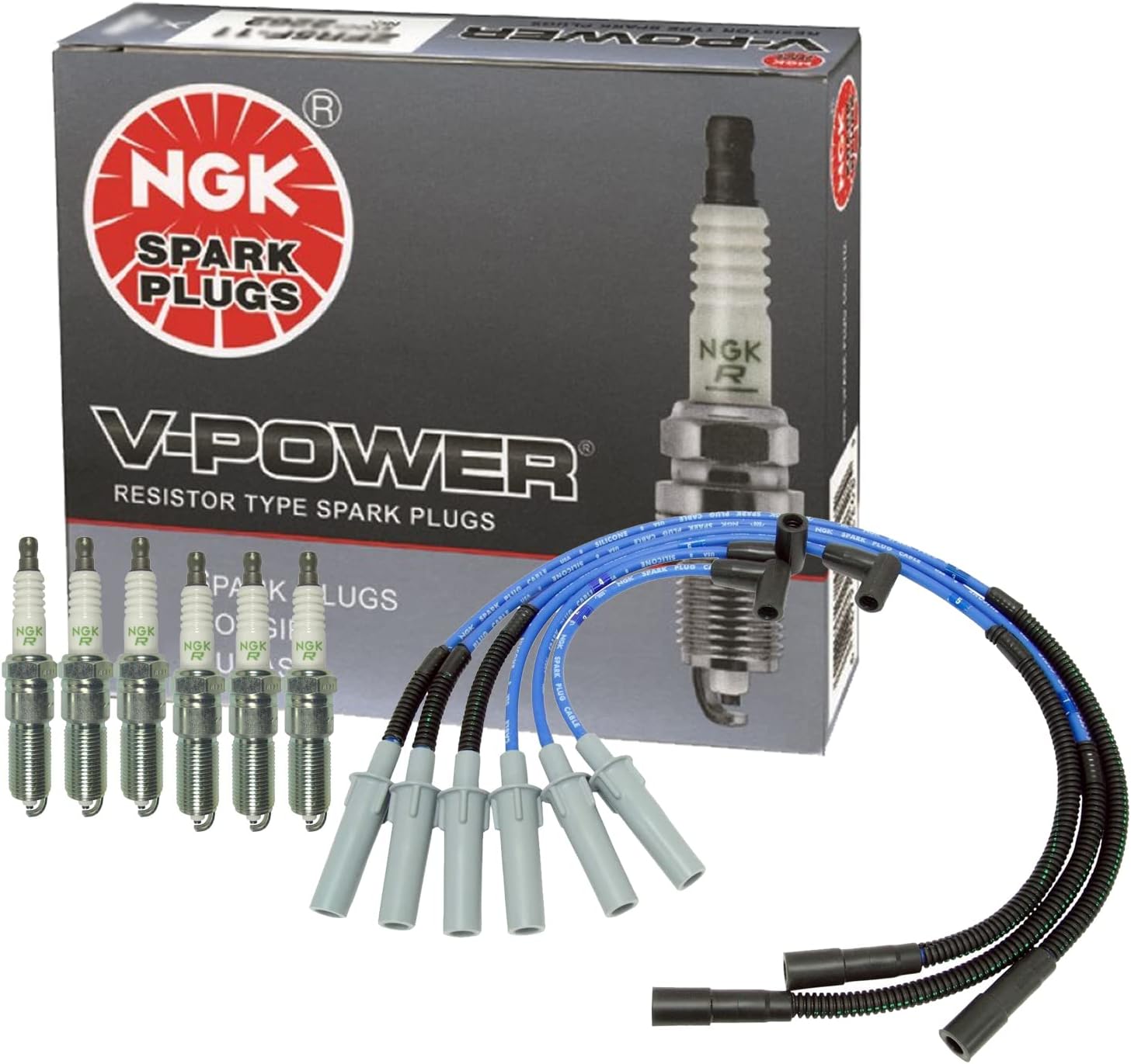 Amazon.com: NGK Wire & 6 V-Power Spark Plugs Kit For Jeep Wrangler 3.8 ...
