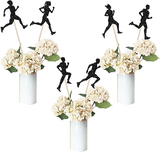 Amazon.com: 12 PCS Running Centerpiece Sticks Black Glitter Sports ...
