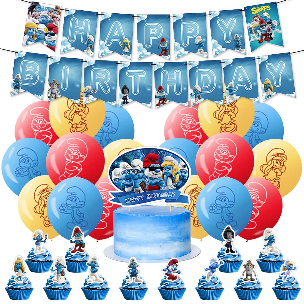 Buy BESTZY The Smurfs Balloons Set Smurfs Theme Birthday Party ...