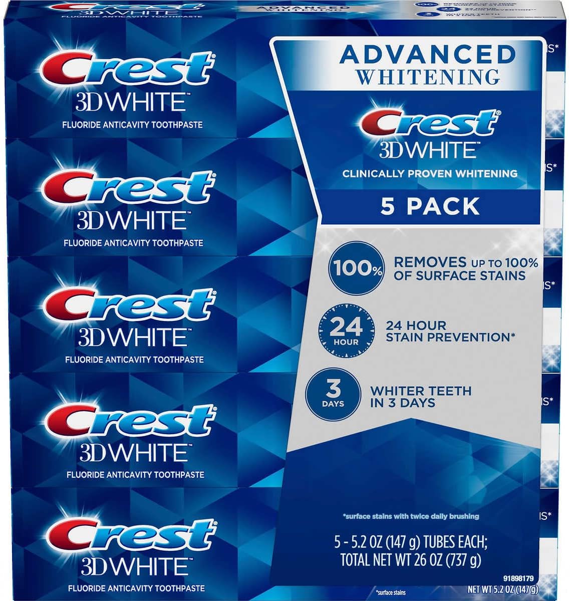 Amazon.com : Crest 3D White Advanced Whitening Fluoride Toothpaste ...