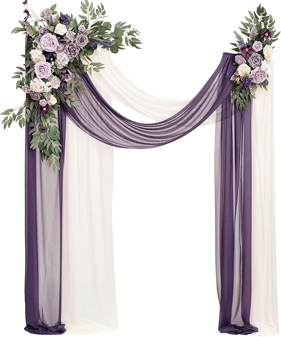 Amazon.com: Ling's moment Purple Lilac Artificial Wedding Arch Flowers ...