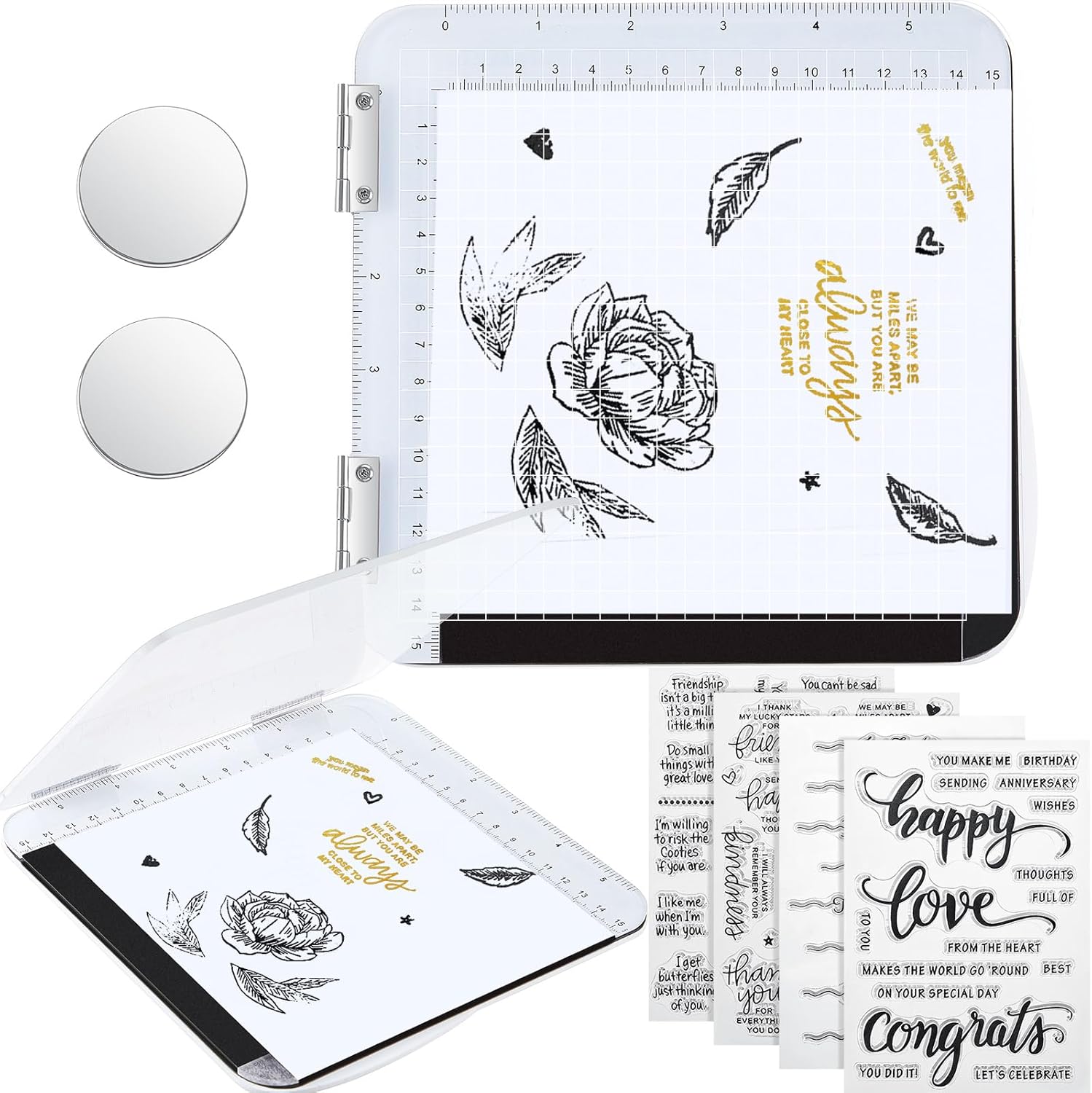 Amazon.com : Kanayu Stamp Platform with 4 Sheets Words Clear Stamps ...