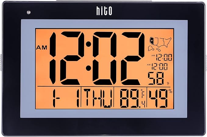 Amazon.com: HITO Large Atomic Digital Wall Clock Battery Operated Desk ...