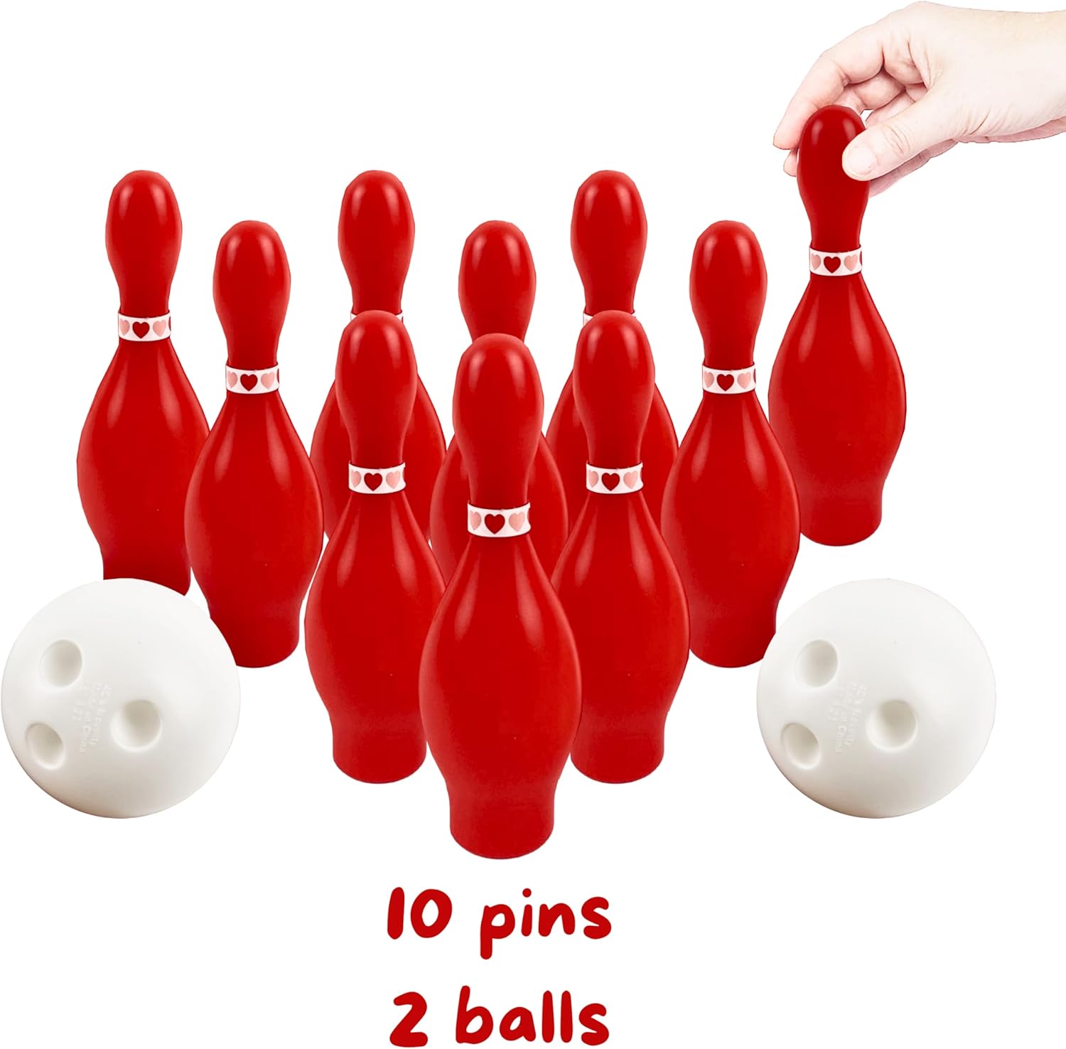 4E’s Novelty Juego de bolos para el día de San Valentín, 10 pines rojos ...
