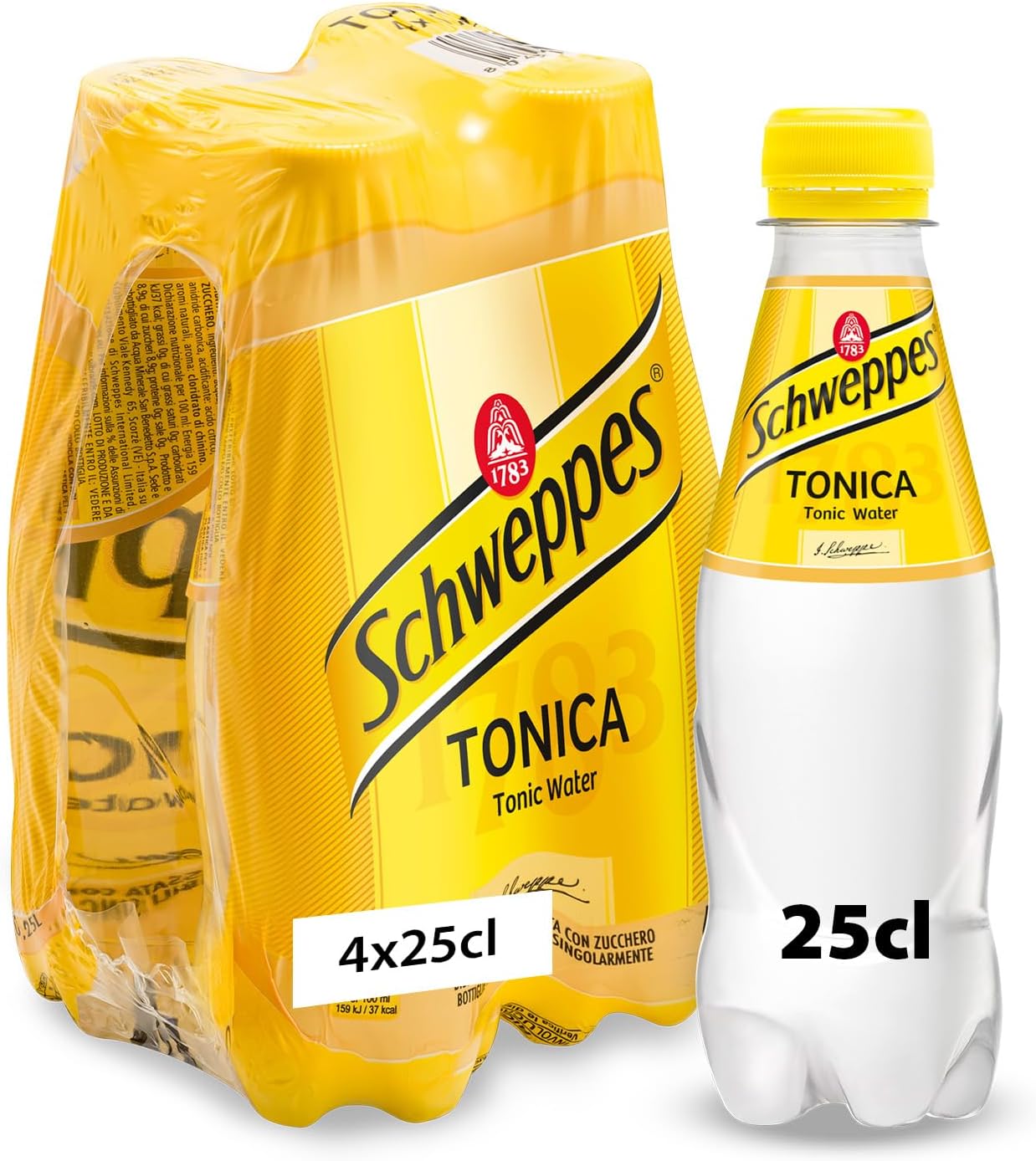 Schweppes Tonica, Bevanda Gassata al Gusto di Chinino, 4 x 250ml ...