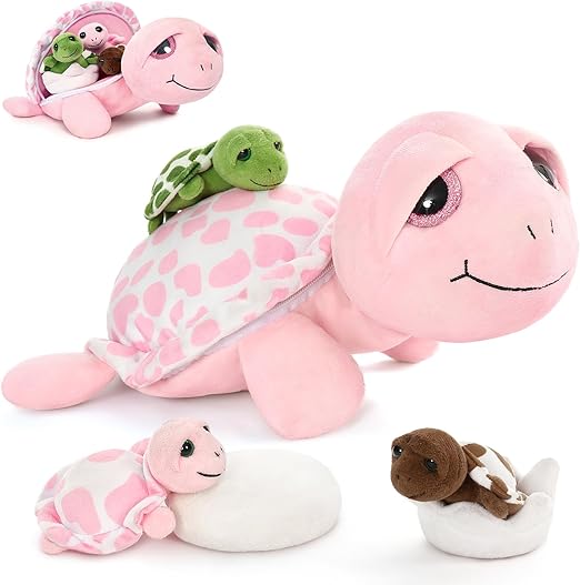 Amazon.com: MorisMos Sea Turtle Stuffed Animal with Babies,14 in Mommy ...