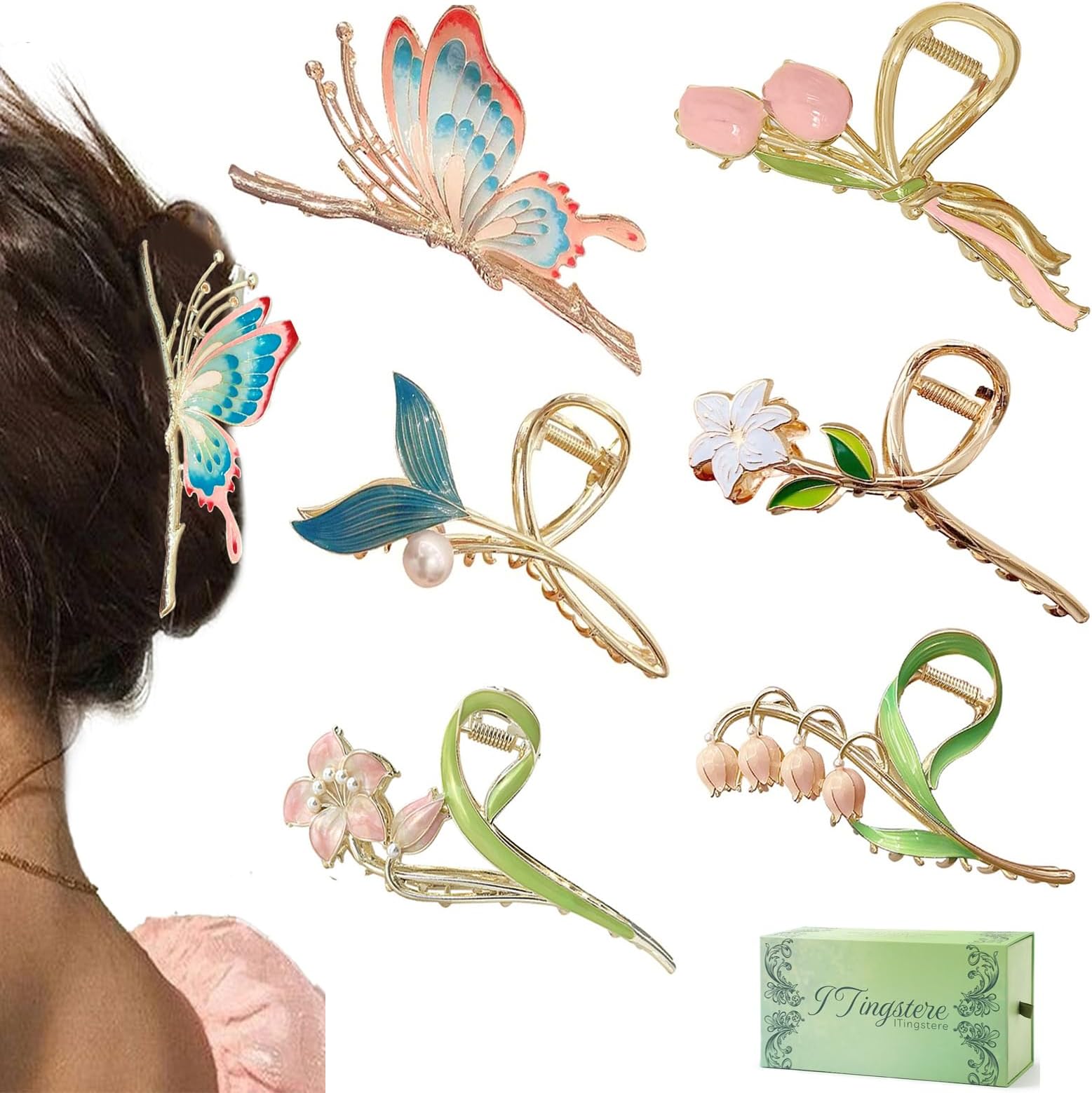 Amazon.com : 6Pcs Hair Claw Clips for Women,Large Non-Slip Strong Metal ...