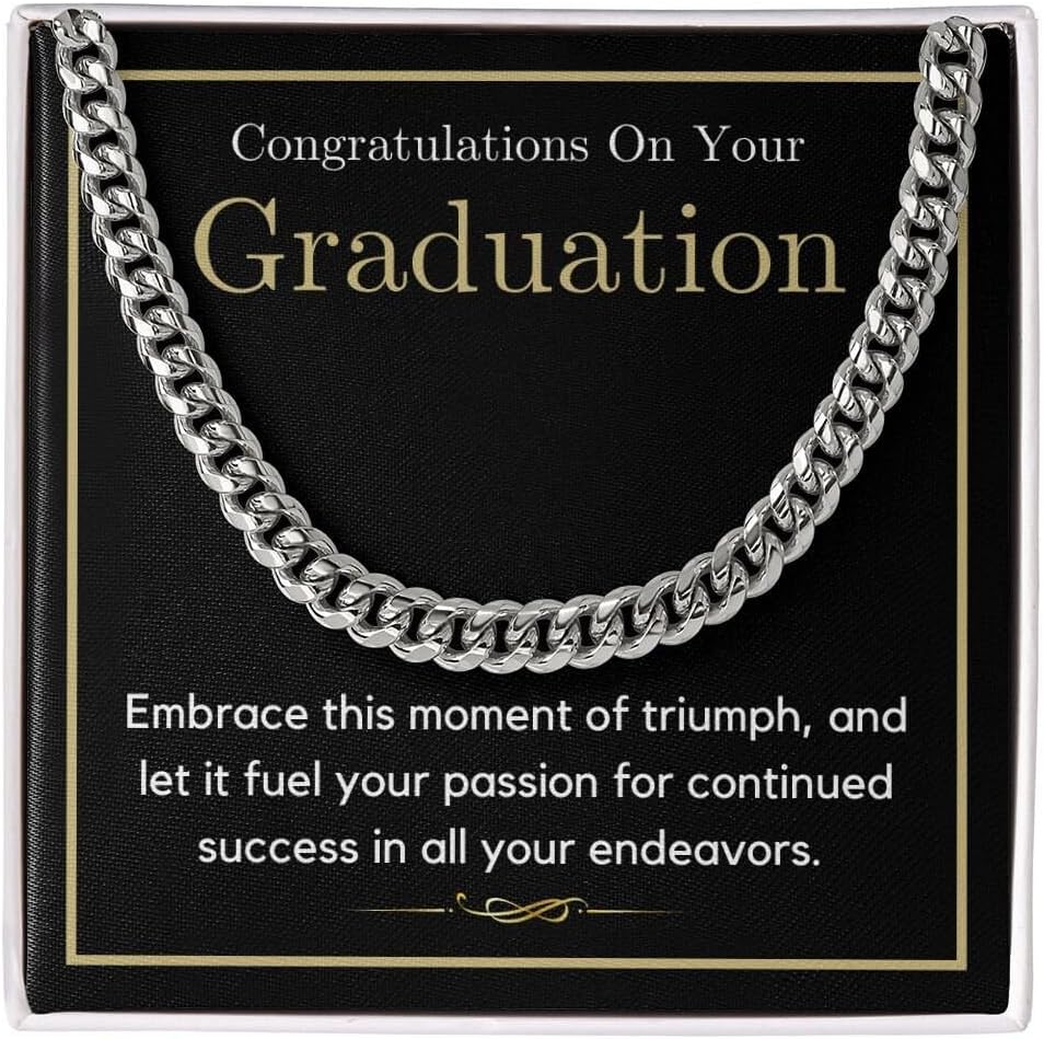 Graduation Gift: Men's Cuban Chain Necklace, Commencement Memento ...