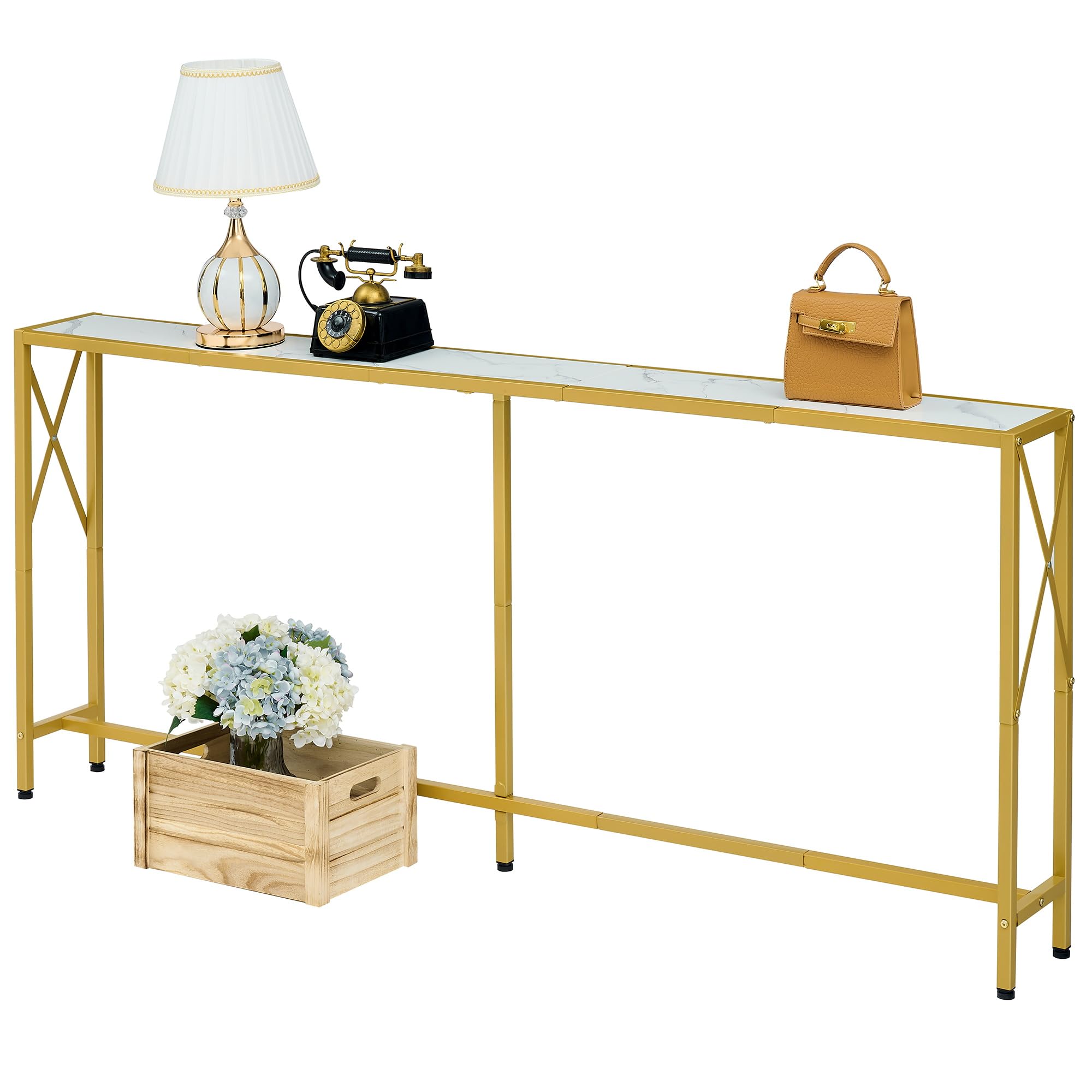 Amazon.com: Gewudraw Console Table, 68.5" Narrow Sofa Table, Behind ...