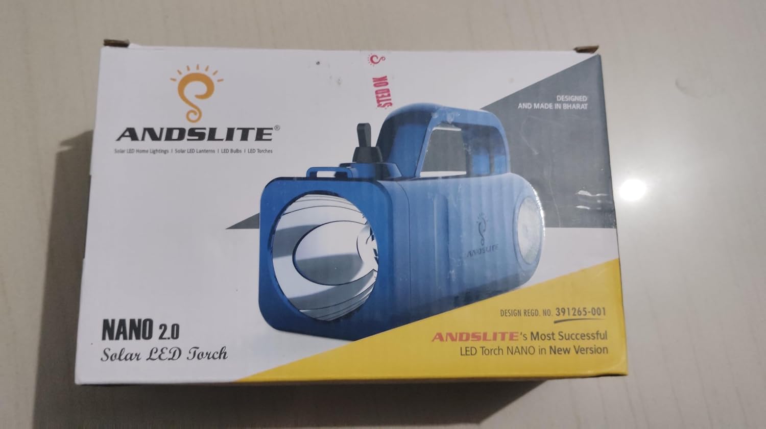 ANDSLITE Nano 2.0 Solar LED Torch, Rechargeable, Blue : Amazon.in: Home ...