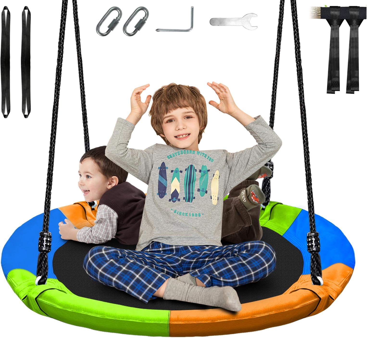 Amazon.com: BemerforS 40 Inch Saucer Tree Swing Set for Kids,Waterproof ...