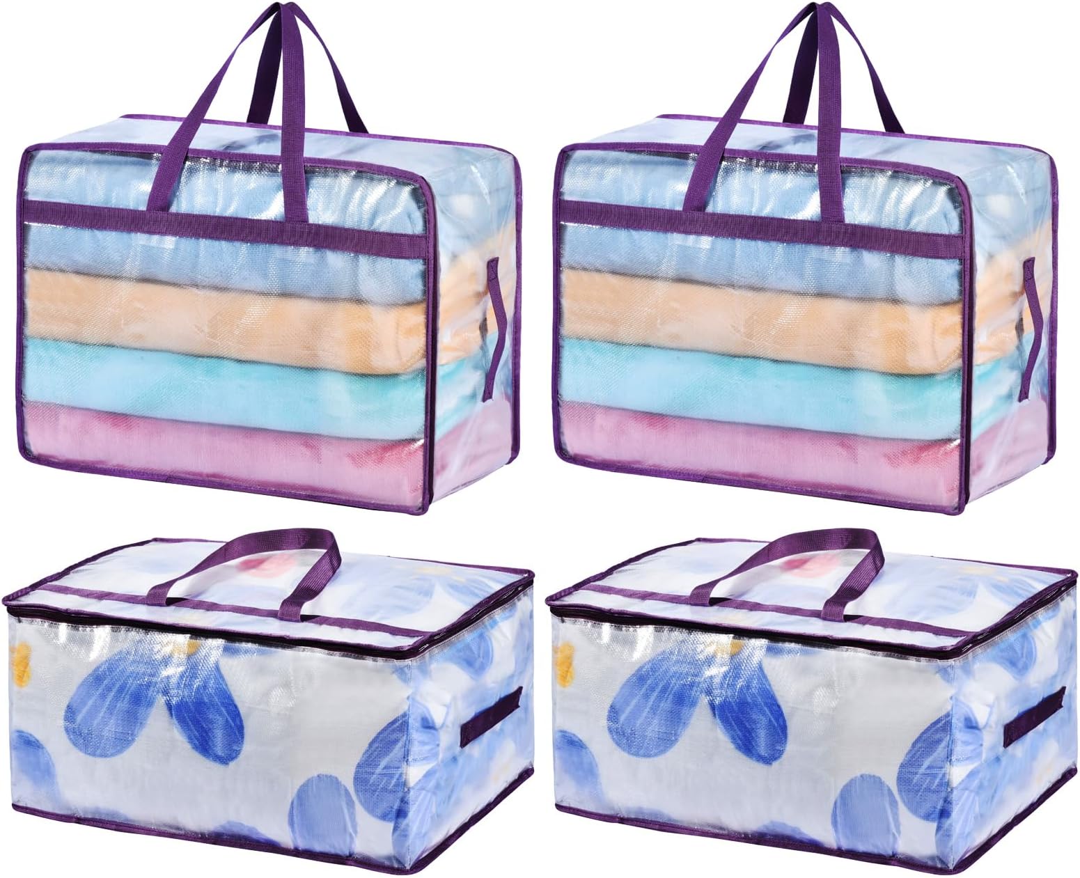 Amazon.com: NUYKOUY Set of 3 Clear Vinyl Storage Bags with Zipper ...