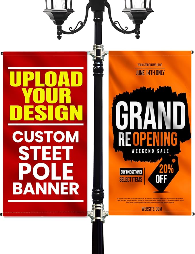 Amazon.com: Anley Custom Street Light Pole Banner 30 x 60 In - Double ...