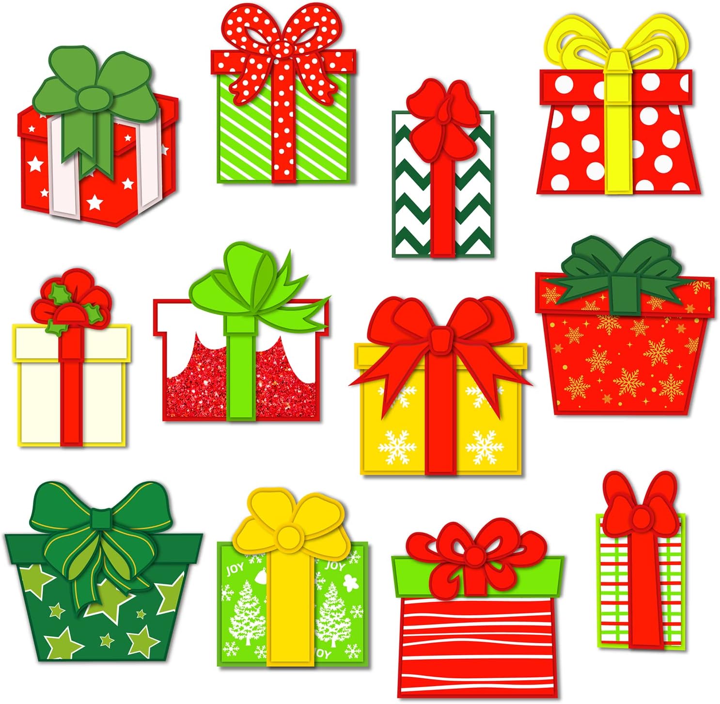 Amazon.com: Quera 60 Pcs Christmas Cutouts Gift Present Box Bulletin ...