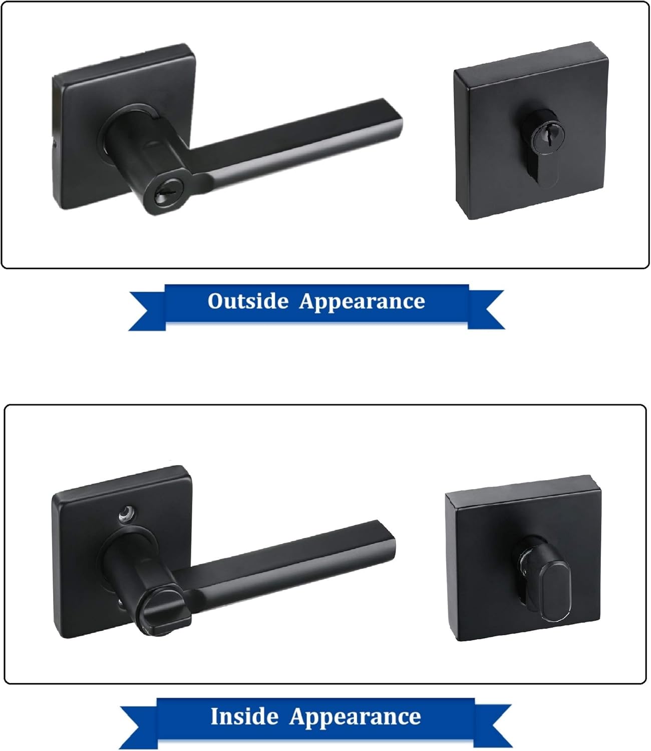 Buy Exterior Keyed Entrance Handleset with Key Slim Square Locking ...