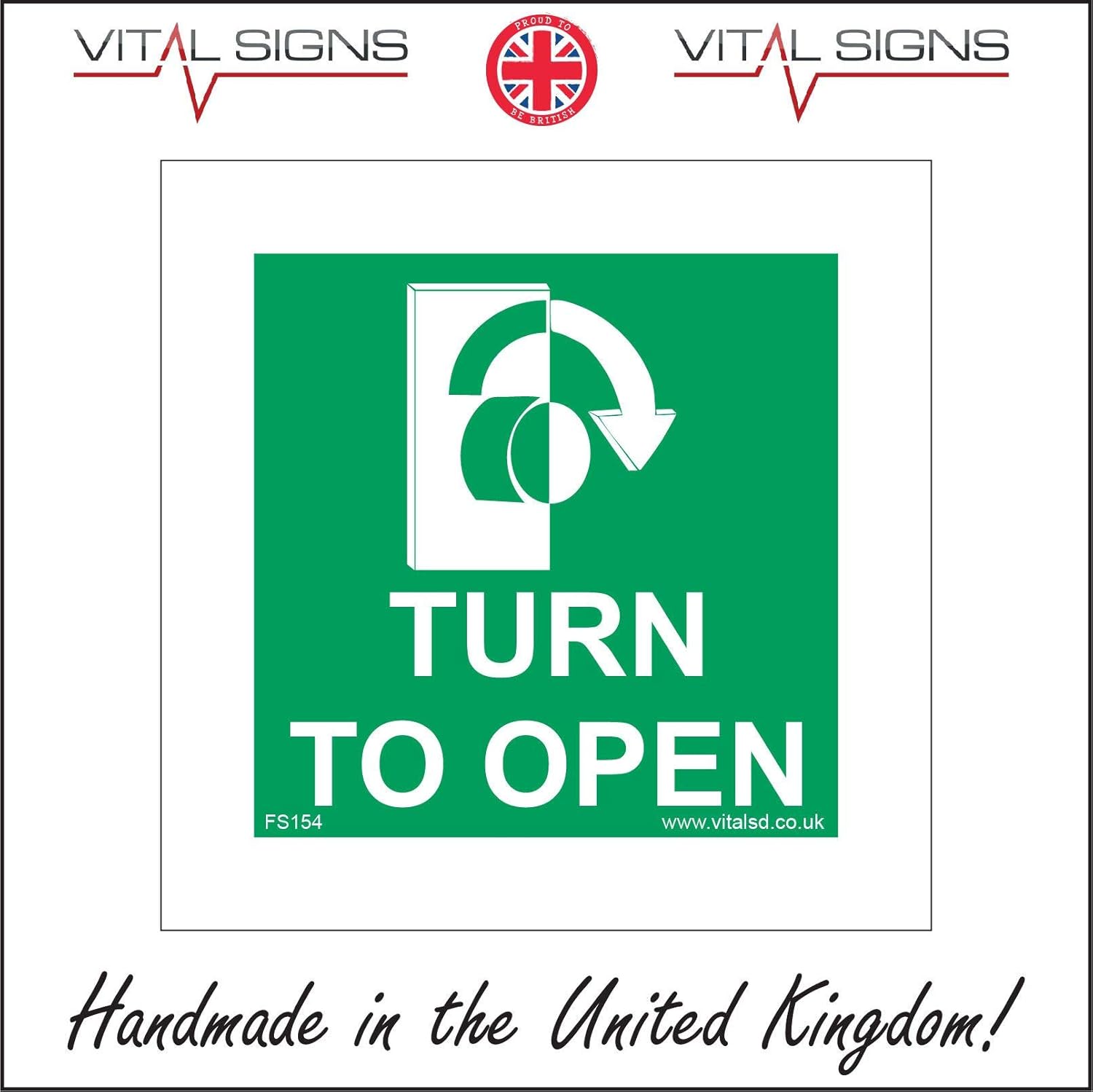 FS154 Turn To Open SIGN clockwise right emergency workplace emergency ...
