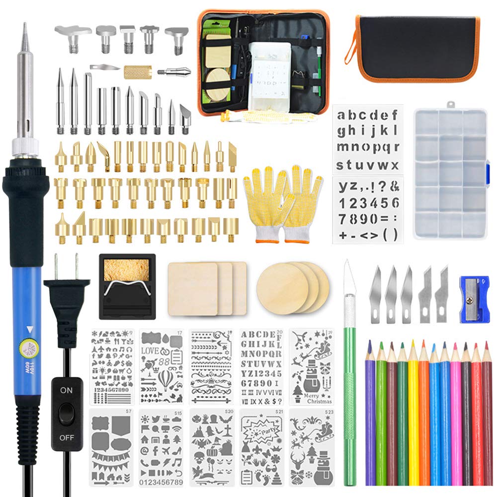 98Pcs Wood Burning Kit, Adjustable Temperature Woodburning Tool with ...