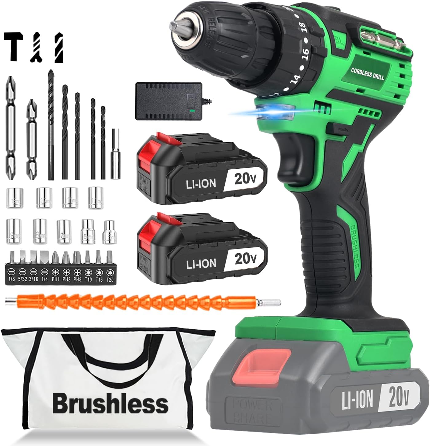 Amazon.com: Cordless Drill Driver with 2 Battery, Huhomco 21V Power ...