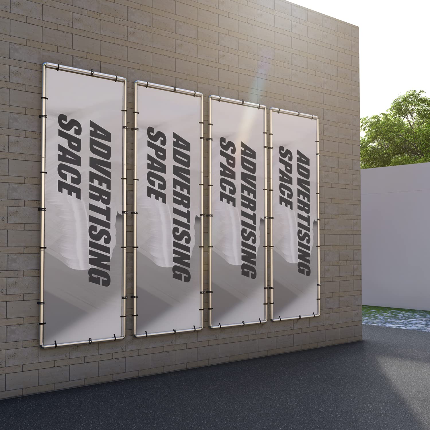 Snapklik.com : COARBOR Wall Mounting Stainless Steel Banner Frame ...