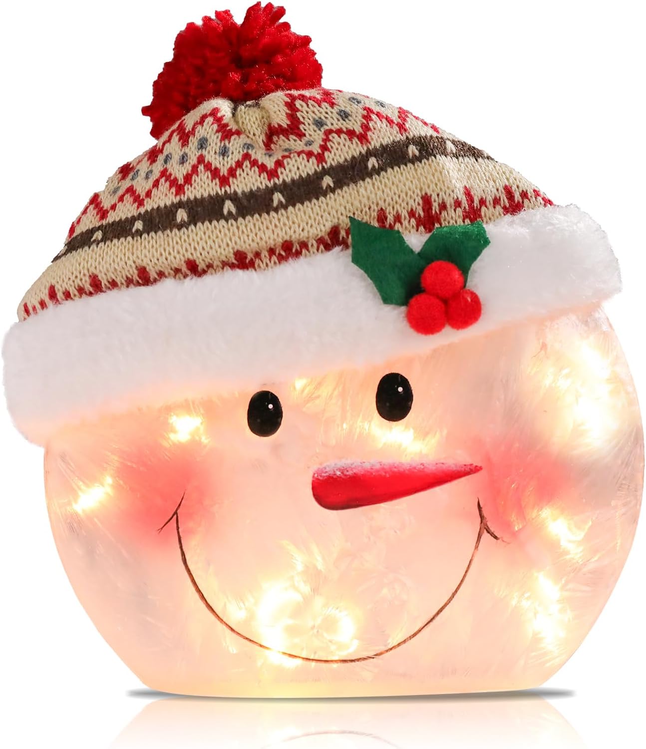 Amazon.com: VCUTEKA Christmas Snowman Lantern, Lighted Glass Snowman ...