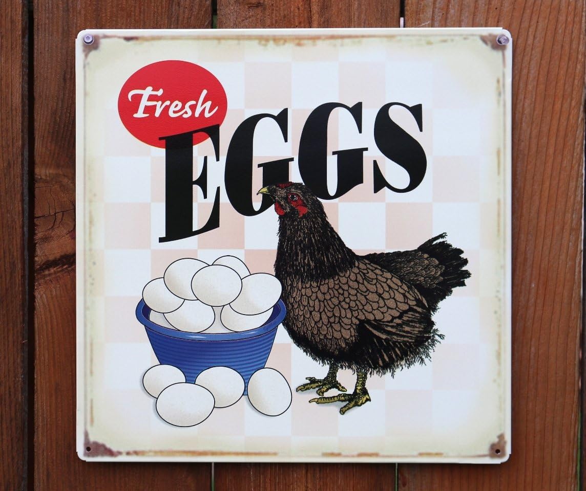 Amazon.com: Poster Revolution Fresh Eggs Hen Chicken Distressed Tin ...