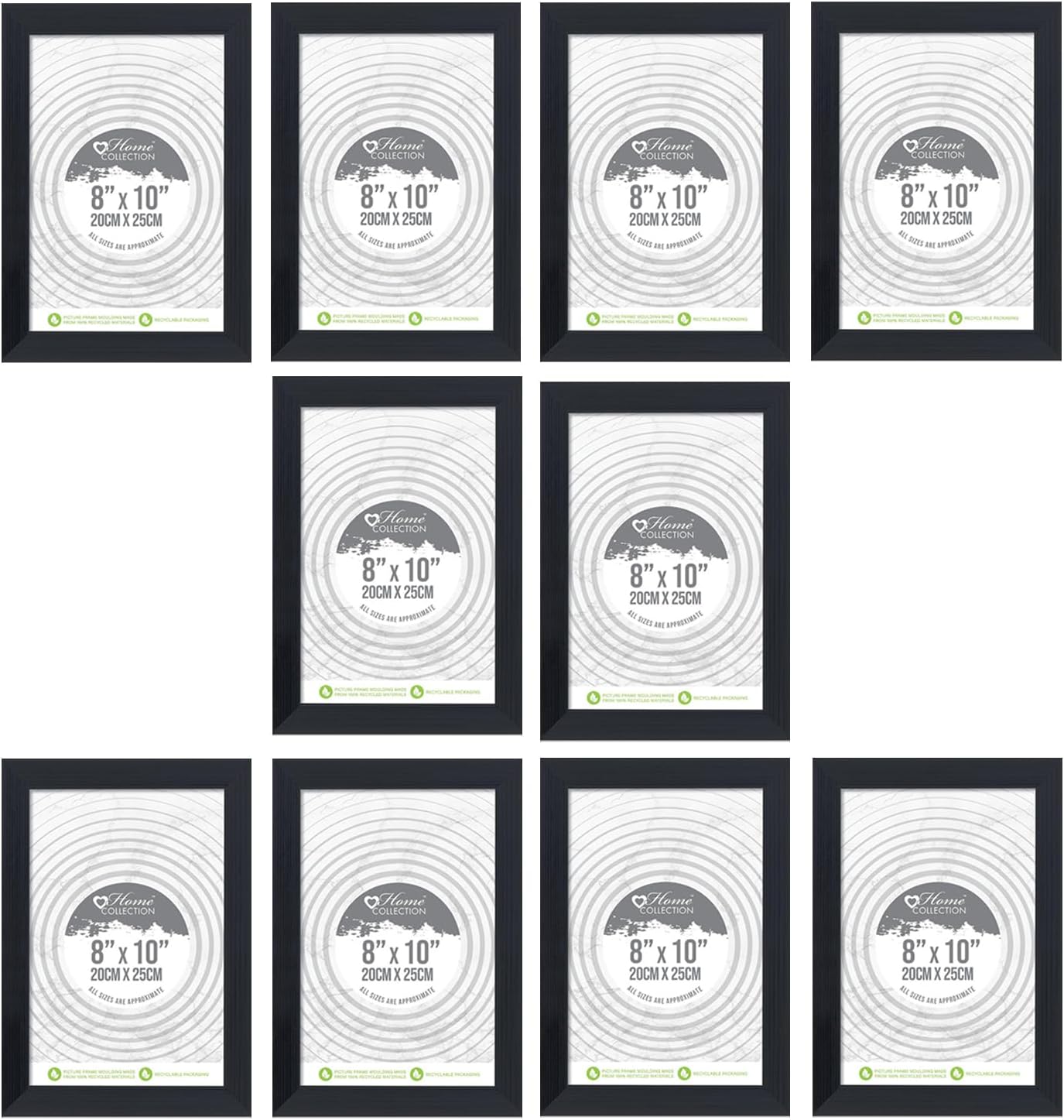 8x10 Inches Picture Frames Black With Glass Front [Pack of 10] - Wall ...