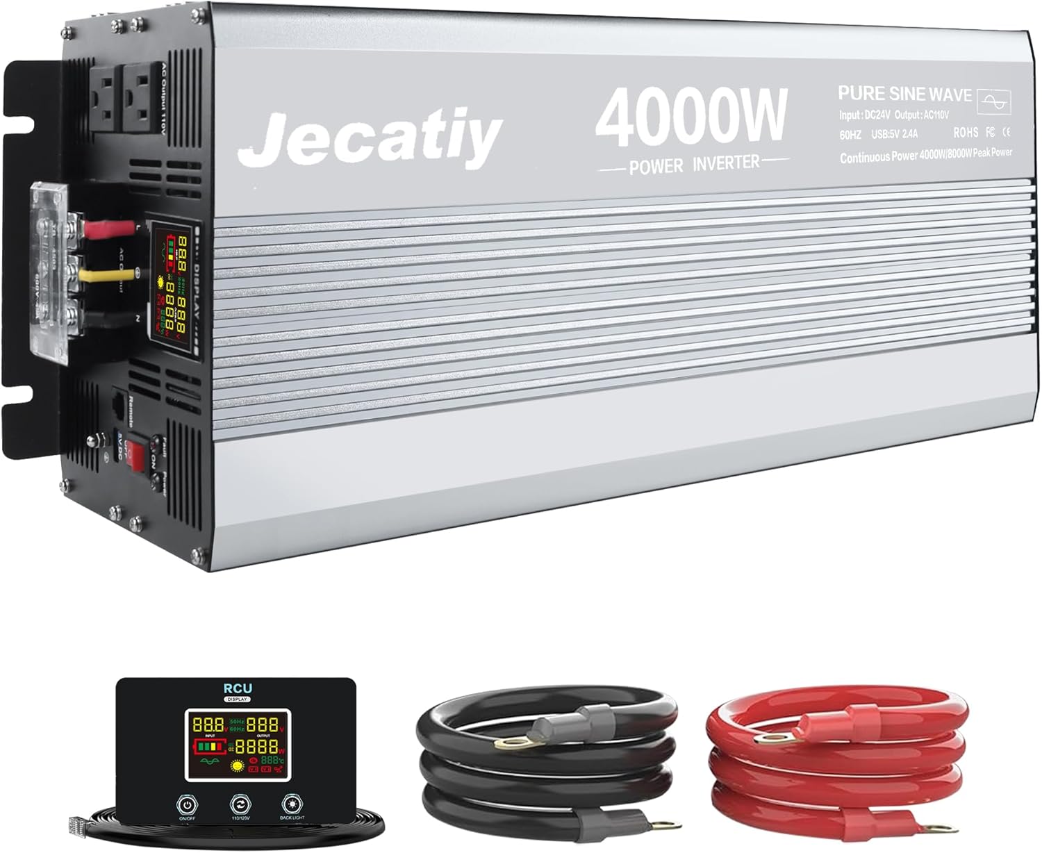 Amazon.com: Jecatiy 4000 Watt Pure Sine Wave Power Inverter DC 24V to ...
