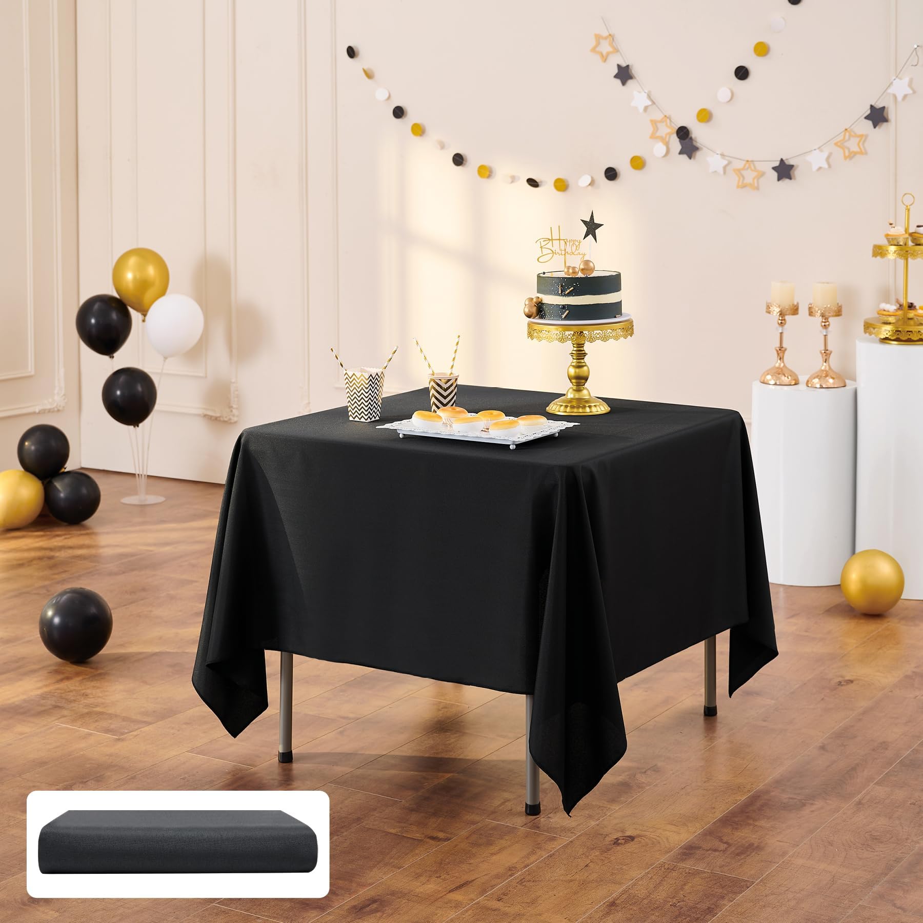 Amazon.com: Htper 6 Pack Black Square Tablecloth 70 x 70 Inch, Wrinkle ...
