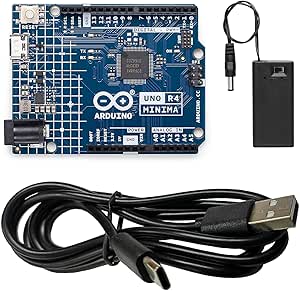 Official UNO R4 Minima with 9V Battery Holder & Switch + Type-C Dual ...