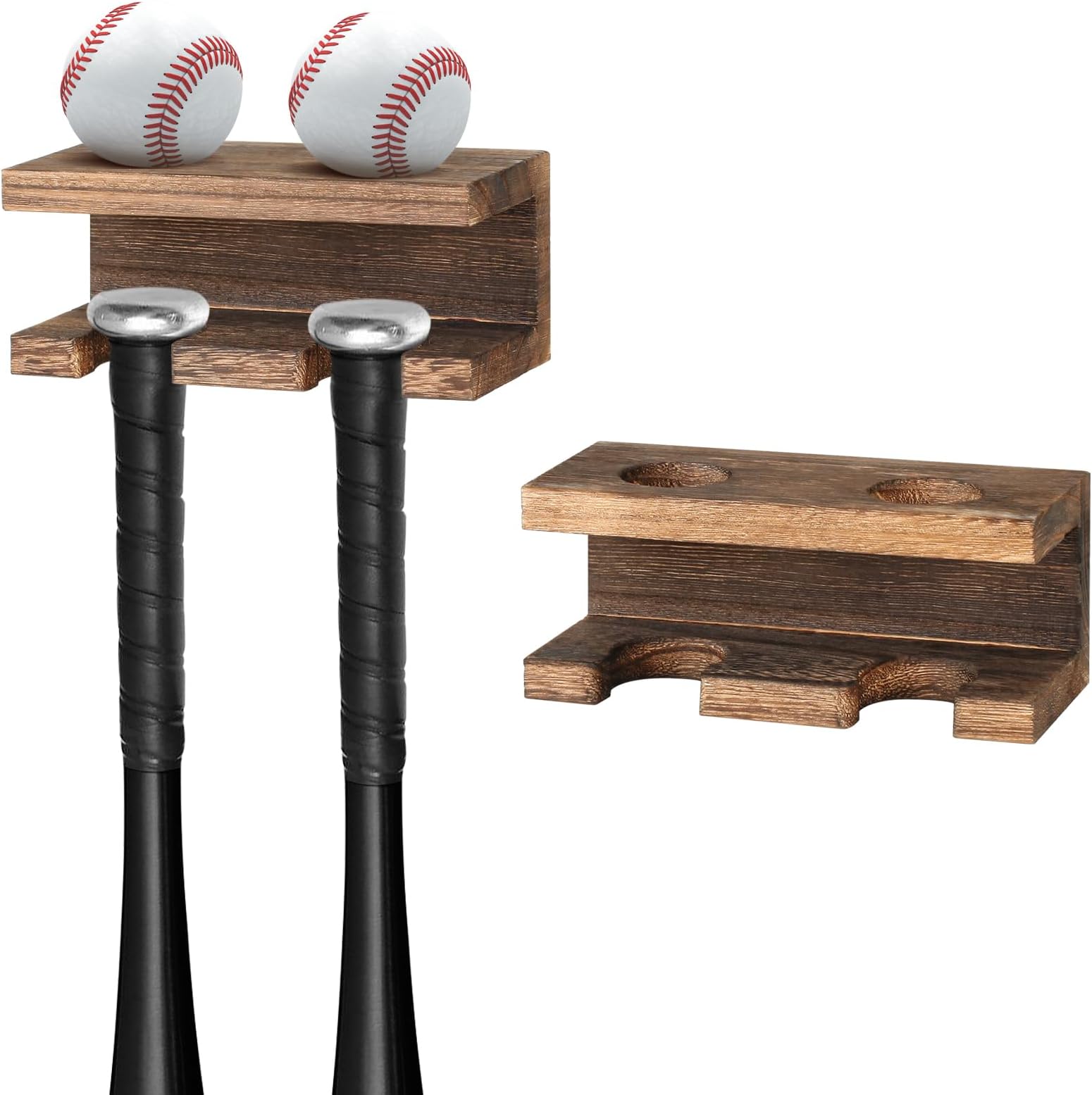 Amazon.com: BEARUT 2 Pack Baseball Bat Holder and Ball Display Floating ...