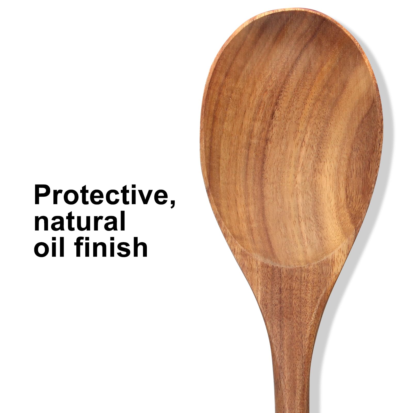 Snapklik.com : 2 Pcs Teak 12" Long Wood Cooking Spoons - Large Serving ...