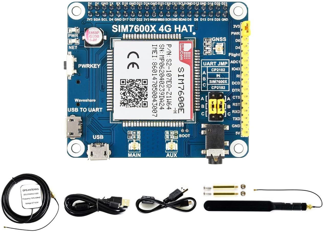 Waveshare 4G/3G/2G/GSM/GPRS/GNSS HAT for Raspberry Pi Jetson Nano Based ...