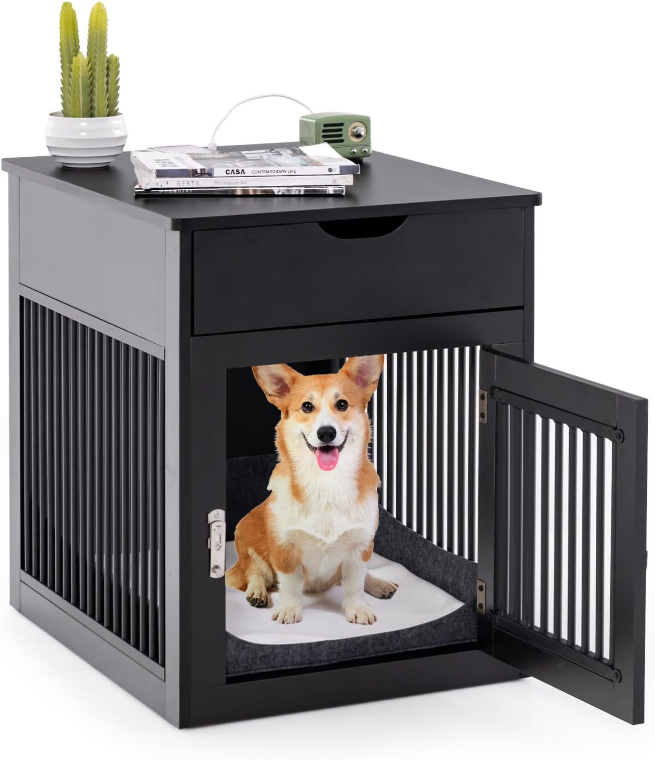 Amazon.com: Giantex Dog Crate Furniture, Dog Kennel End Table with Chew ...