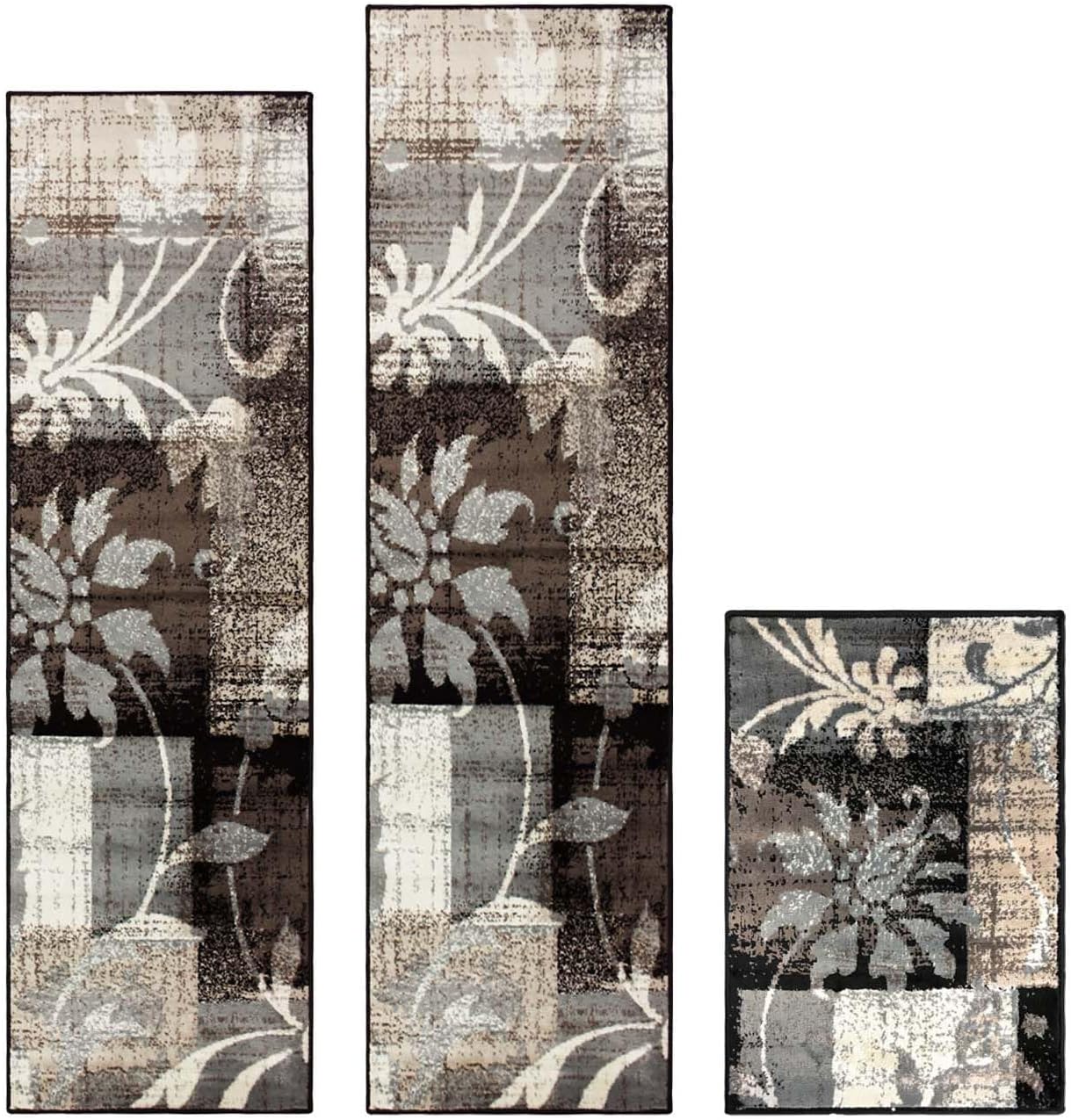 Amazon.com: Superior Pastiche 3 Piece Indoor Area Rug Set, Jute Backing ...