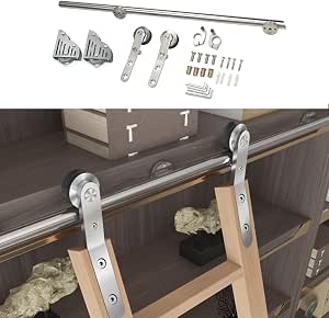 Amazon.com: Stainless Steel Library Slide Ladder Rails - Sliding Ladder ...