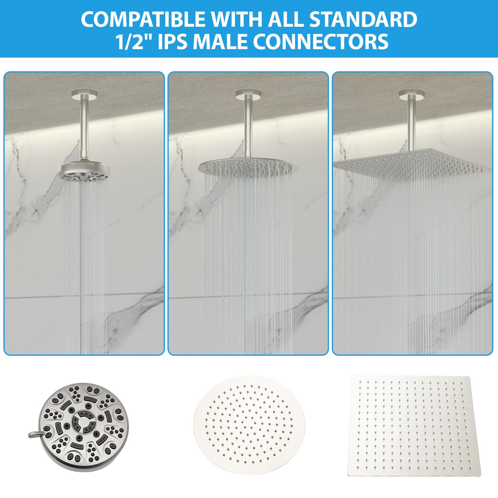 Snapklik.com : Lordear Shower Arm 4 Inch Brushed Nickel Ceiling Mount ...