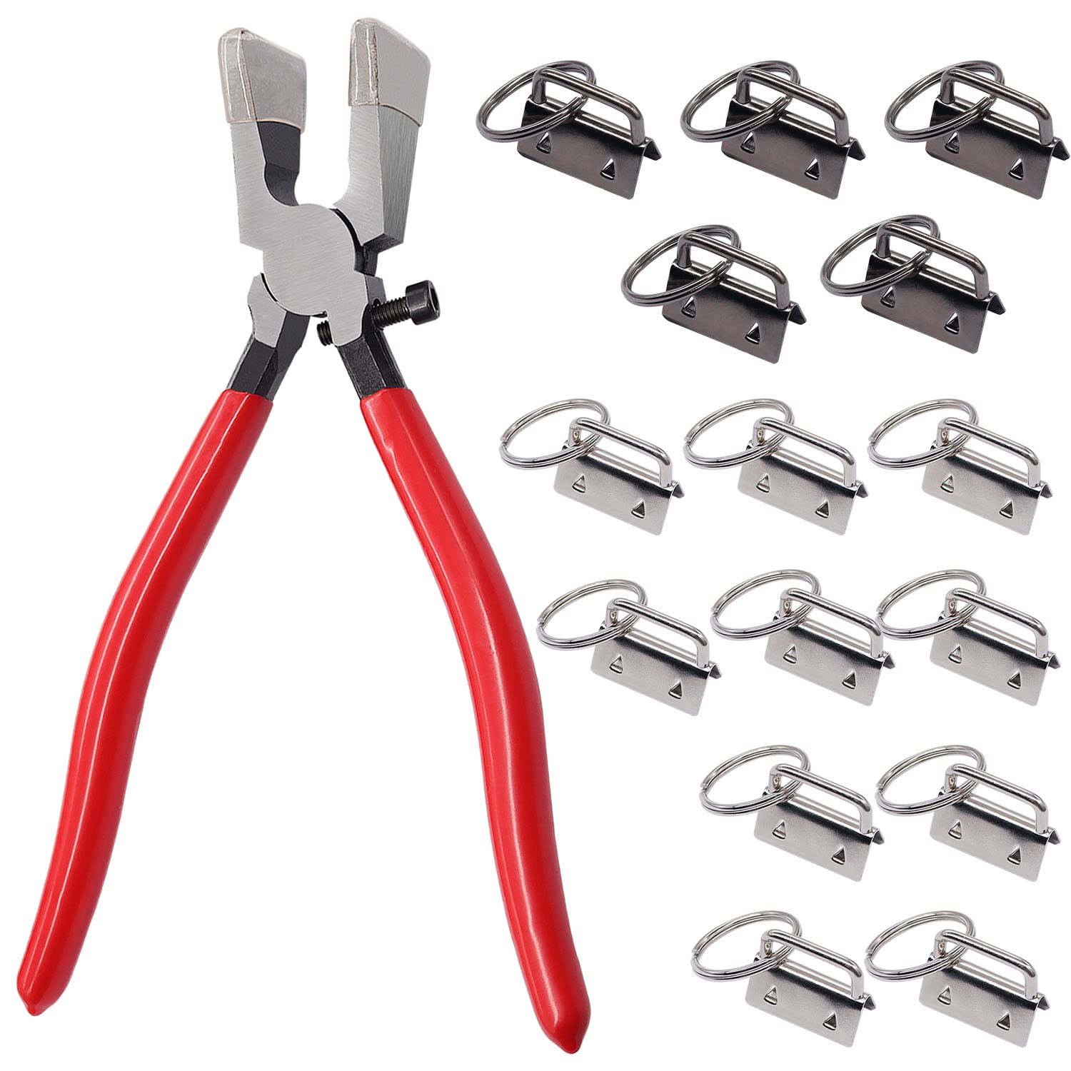 weideer 15 Sets Key Fob Hardware with Key Fob Plier for Wristlet Key ...