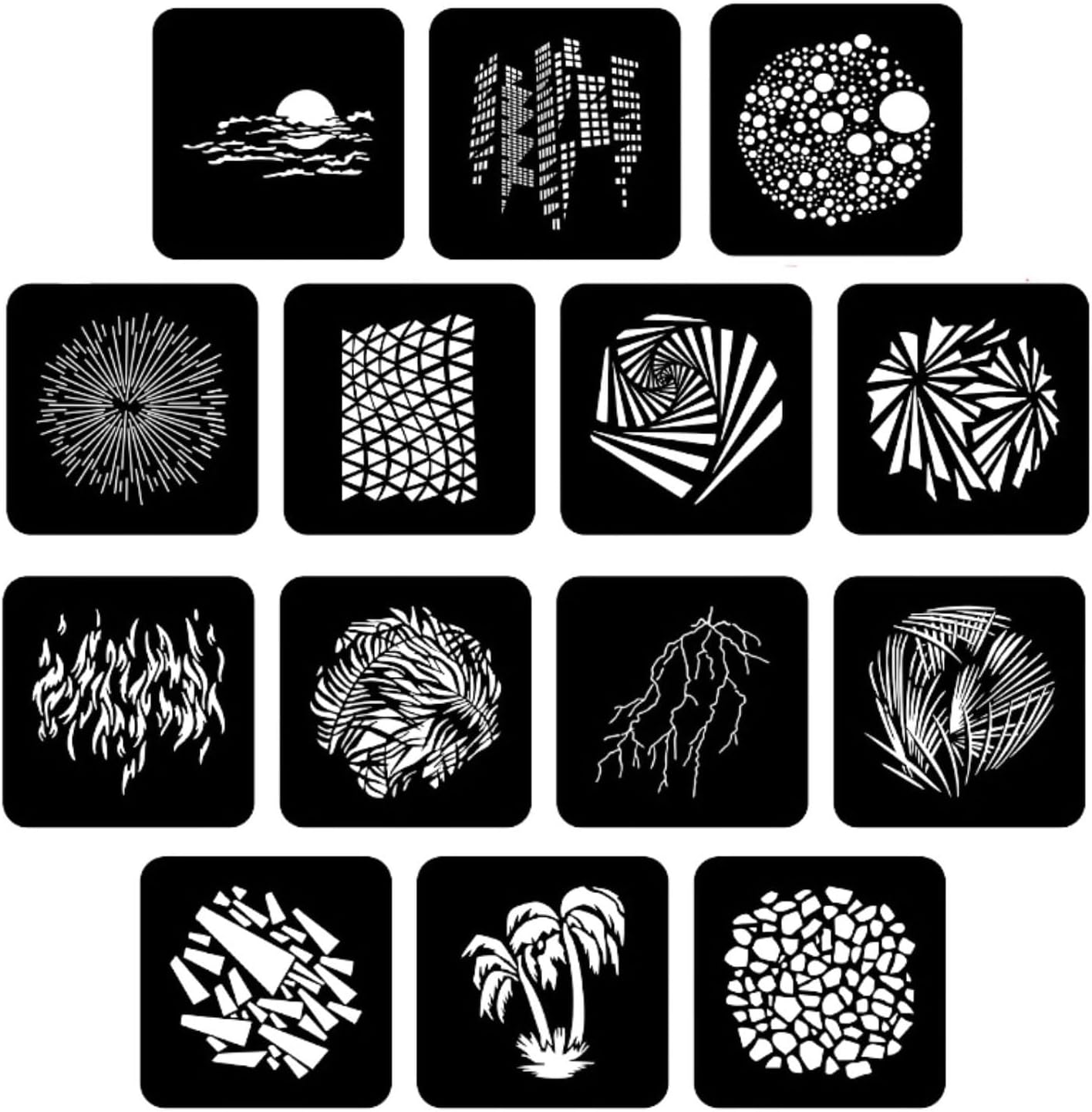 Amazon.com : 14 Pcs GOBO Kit, Metal Plate Works with FS-100SLENS ...