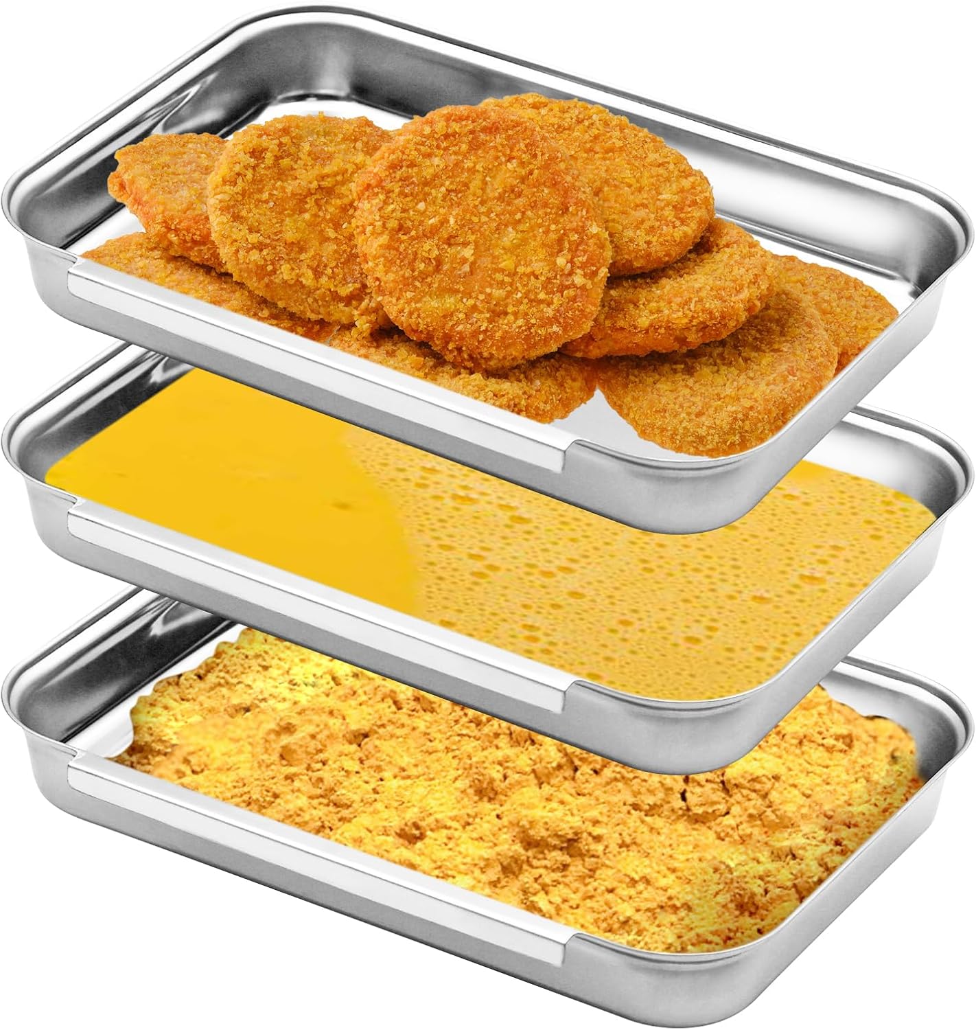 Amazon.com: LYHLYA Breading Trays Set of 3 Dredging Trays for Cooking ...