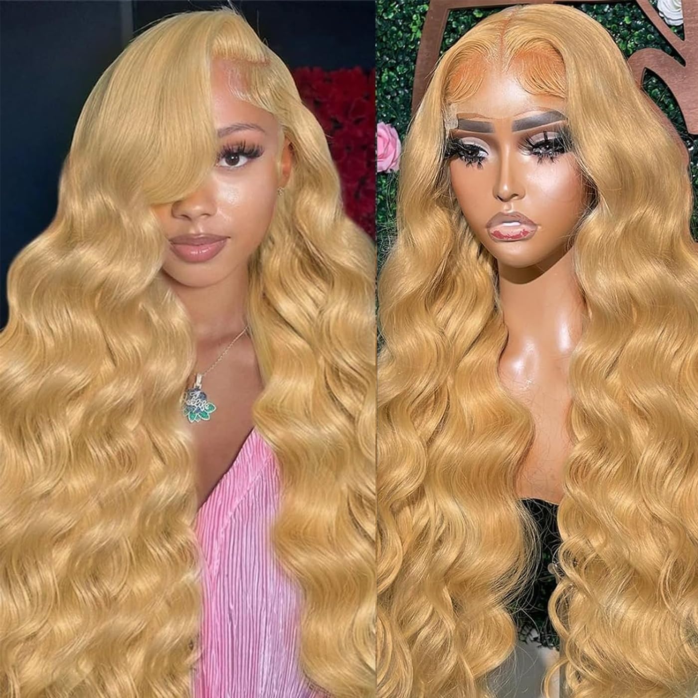 Amazon.com : Sodfey Honey Blonde Wig Human Hair 27# Colored Glueless ...
