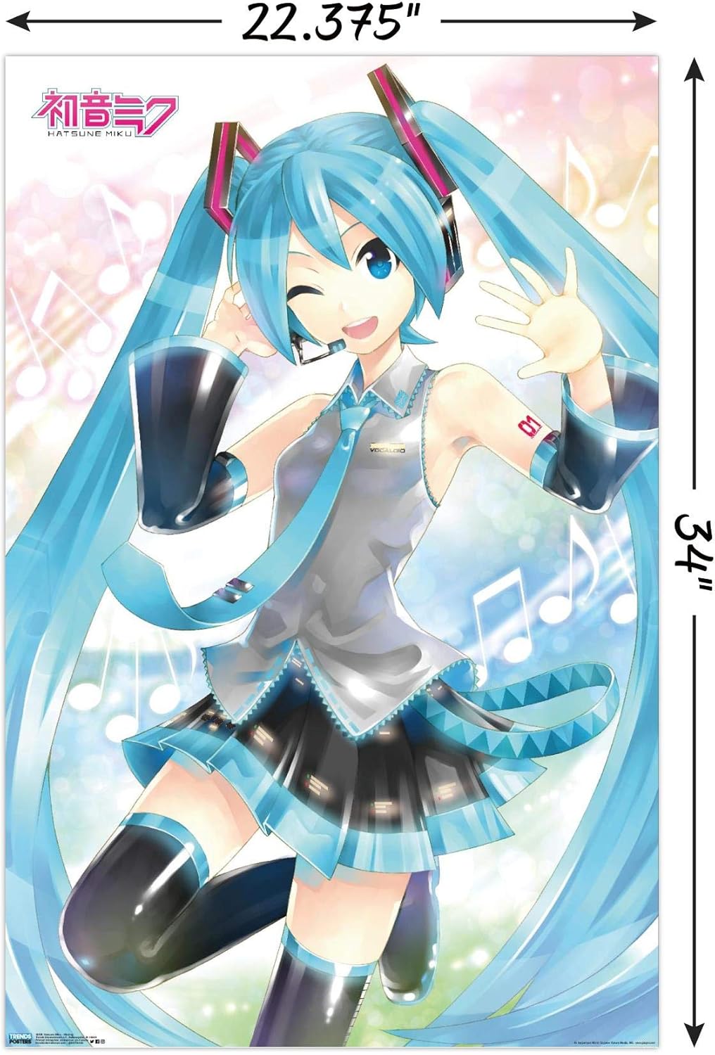 Trends International Hatsune Miku – Póster de pared ondulada, 22.375 x ...